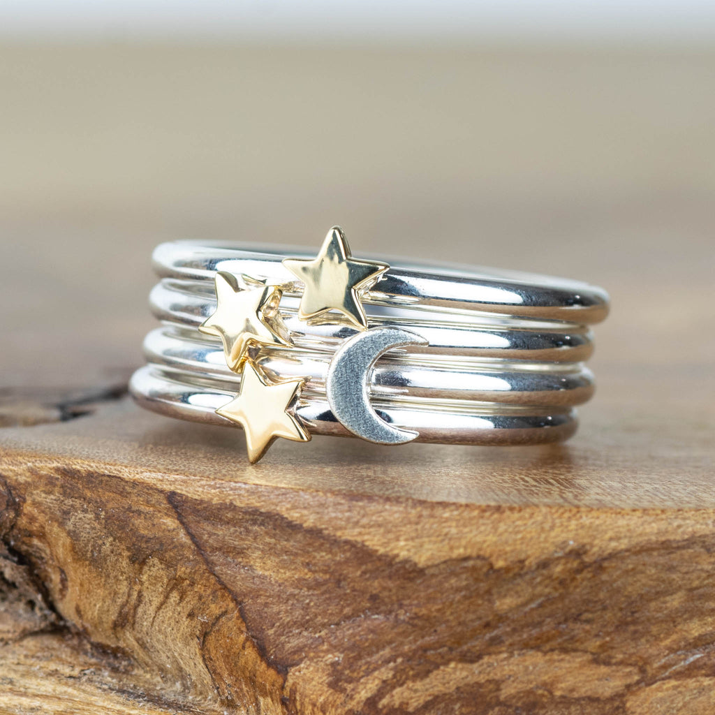 moon and star ring set