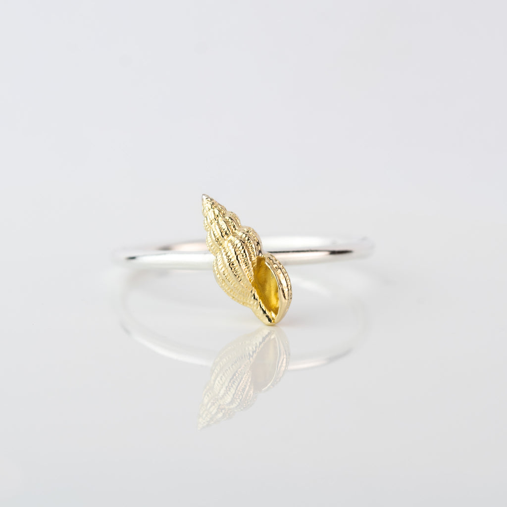 Mini Whelk Shell Gold & Silver Stacking Ring – Alison Moore Designs