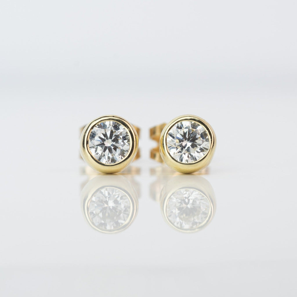 White Sapphire Gold Solitaire Stud Earrings – Alison Moore Designs