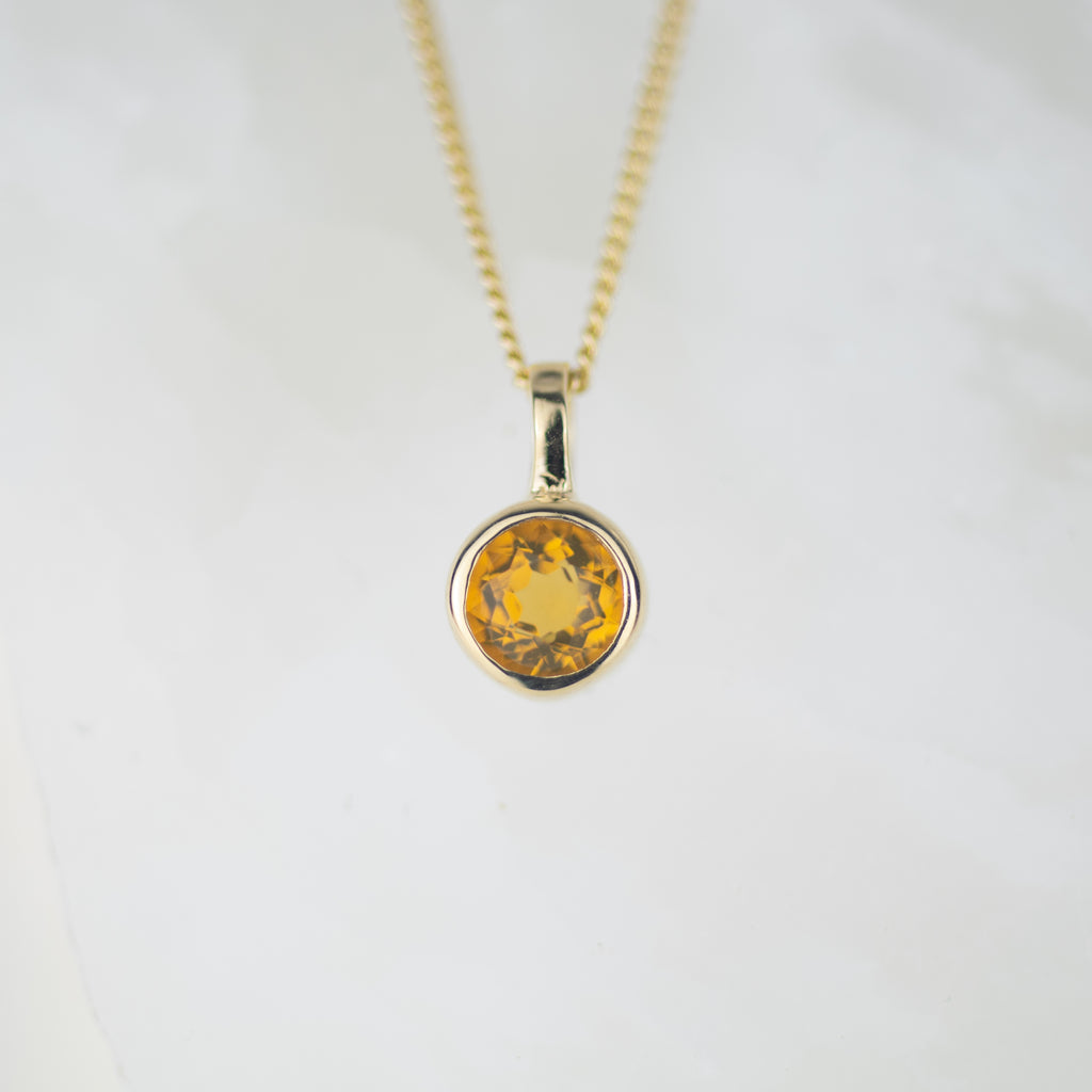 Citrine Gold Solitaire Birthstone Pendant – Alison Moore Designs