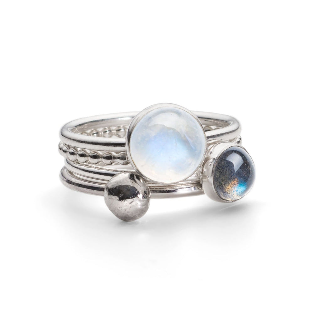 Mist: Moonstone and Labradorite Stacking Rings – Alison Moore Designs